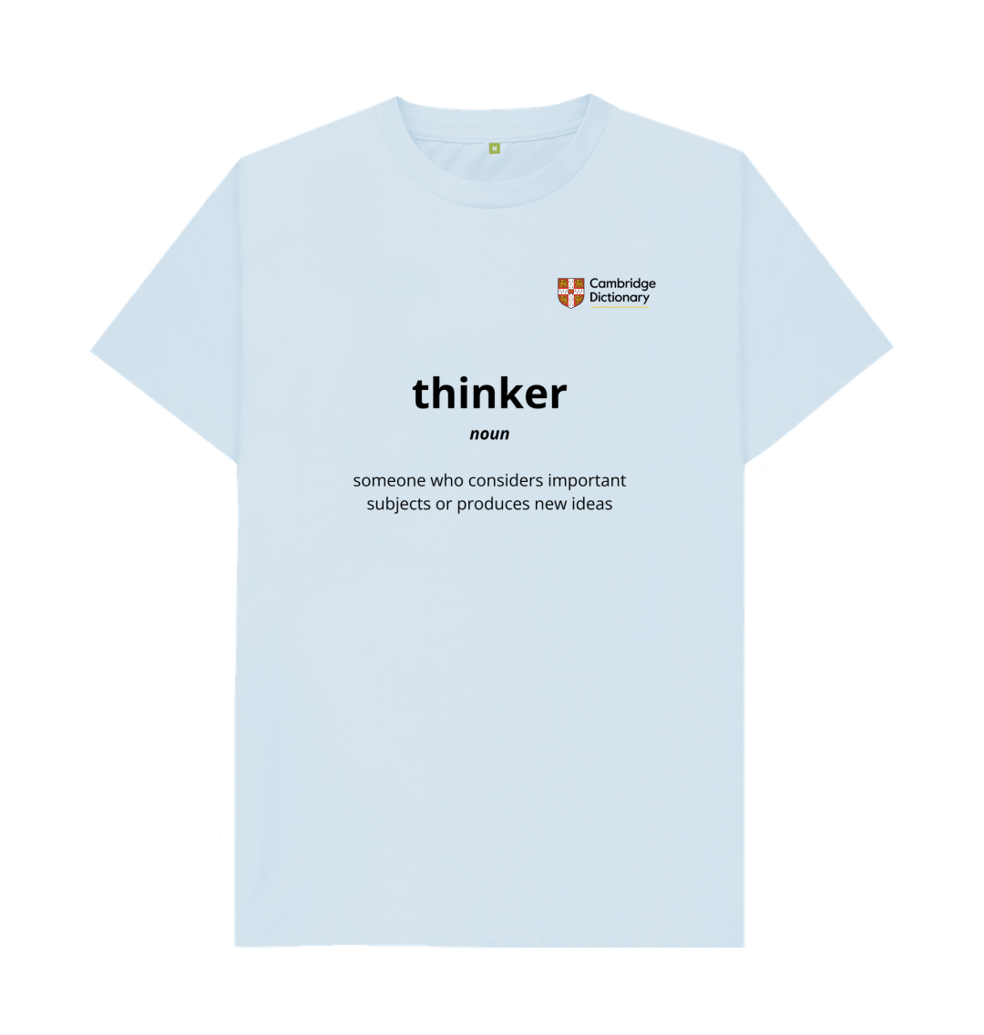 Thinker organic cotton T shirt - black writing variety