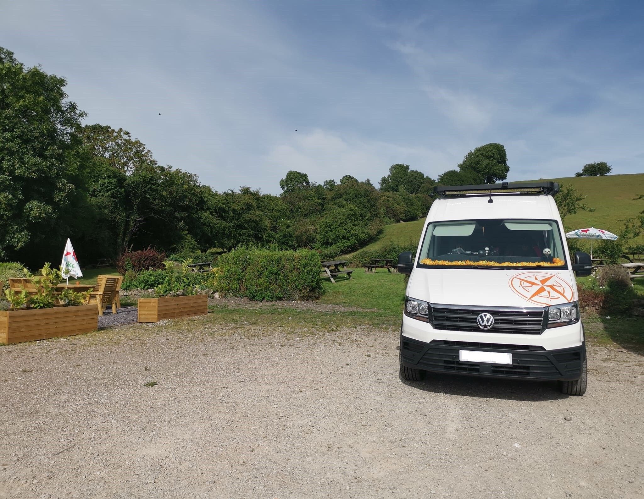 Campervan pub stopover at The Okeover Arms, Mapleton