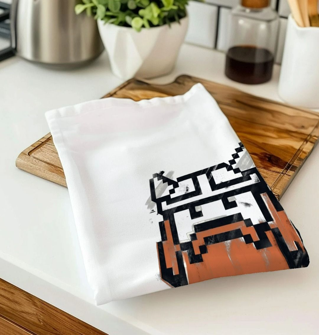 Retro Pixel Honeydew Tea Towel