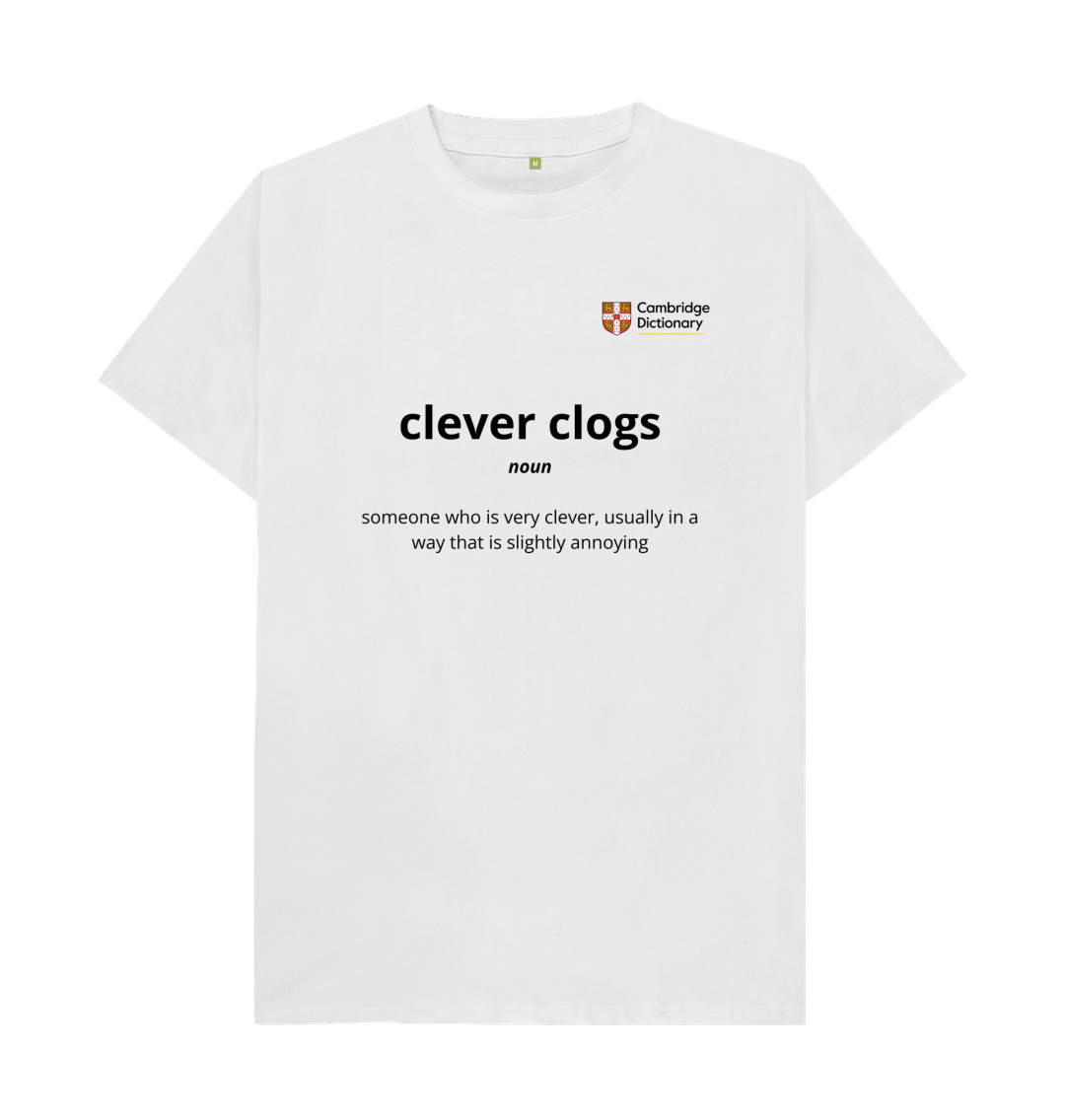 Clever clogs organic cotton T shirt - black writing variety