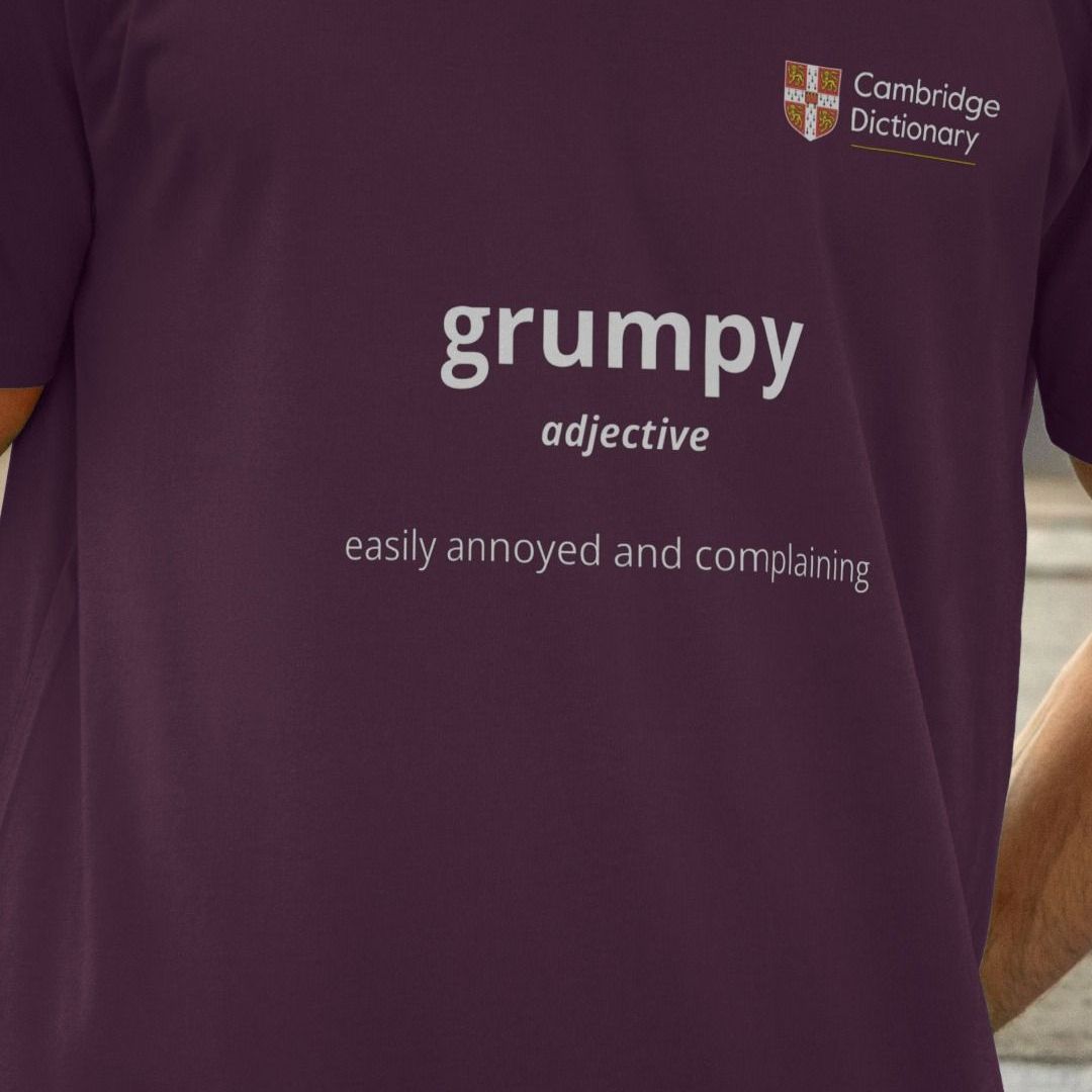 Grumpy organic cotton T shirt - white writing variety