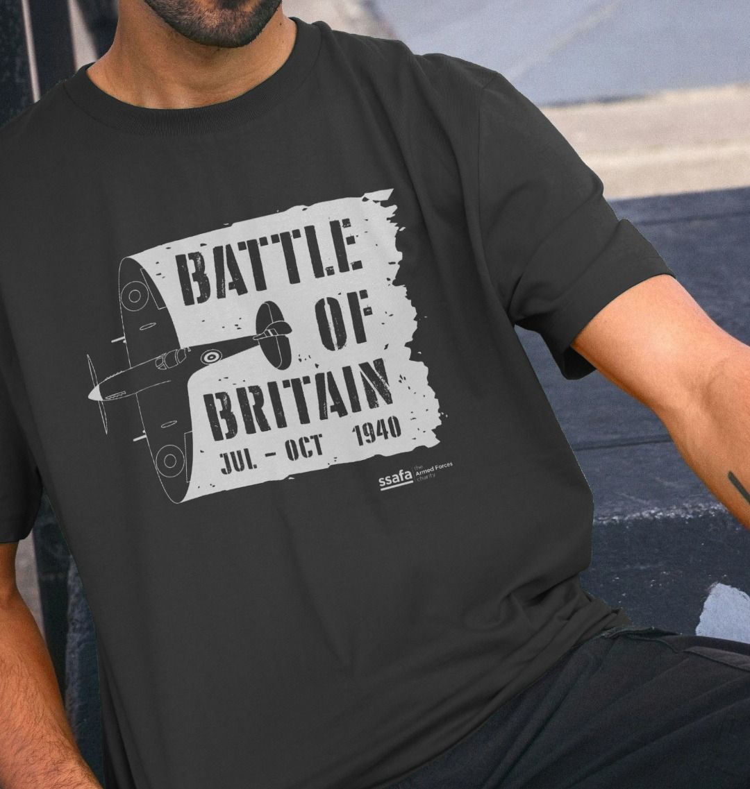 SSAFA Battle of Britain Spitfire T-shirt (Black) | SSAFA Store