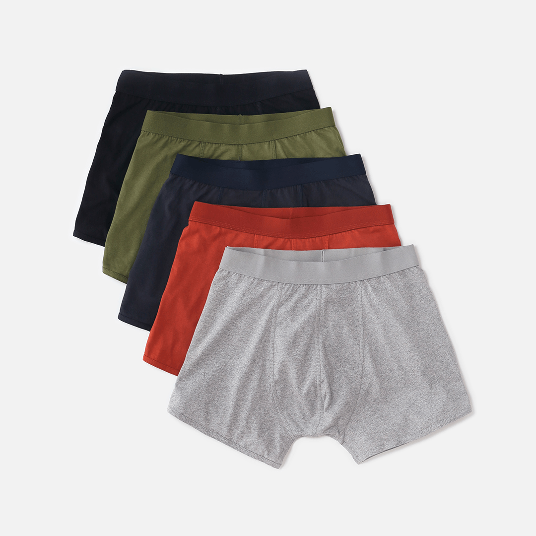 Men's Plain Organic Cotton Boxers - 5 Pack
