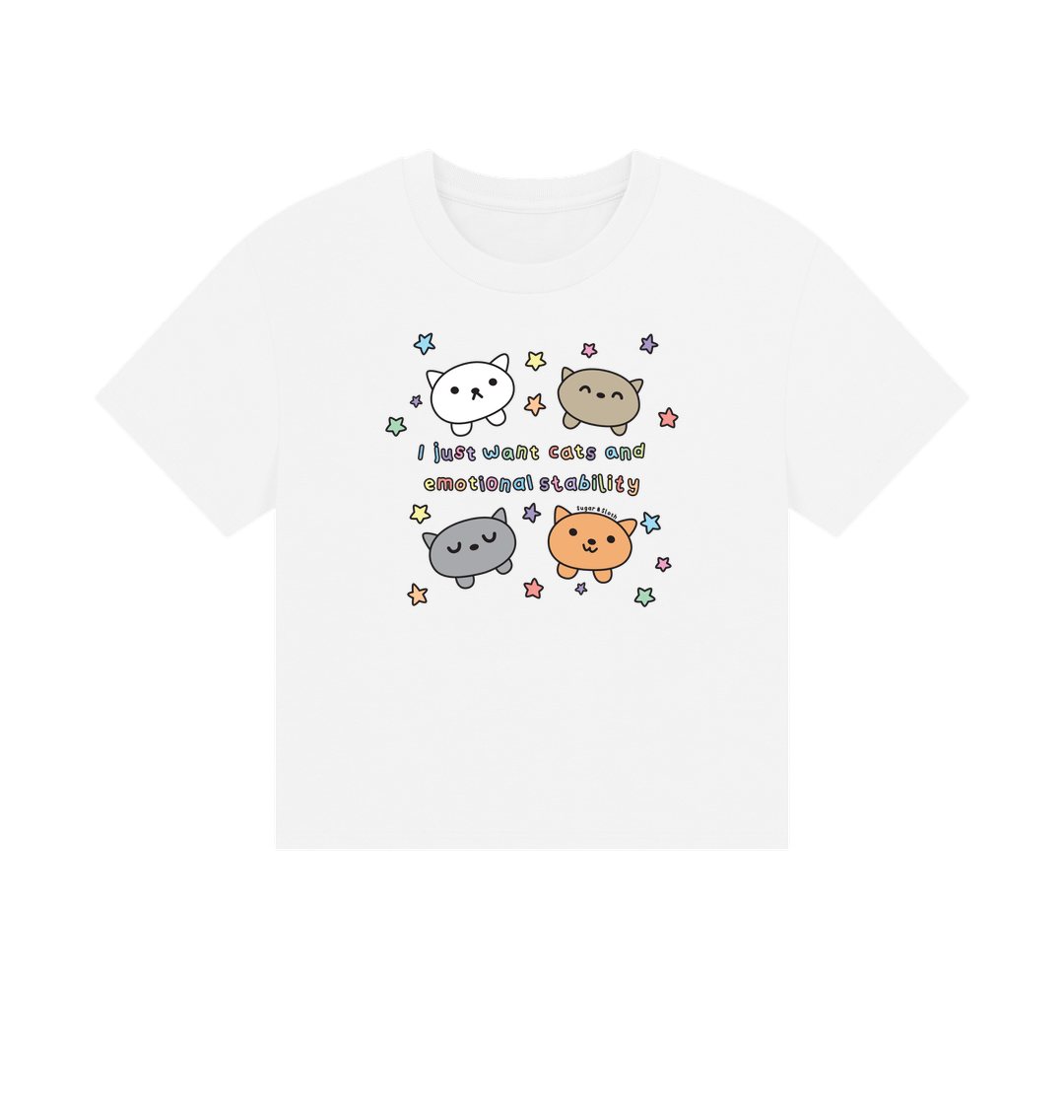I Just Want Cats and Emotional Stability - Boxy Fit T-shirt - Choose ...