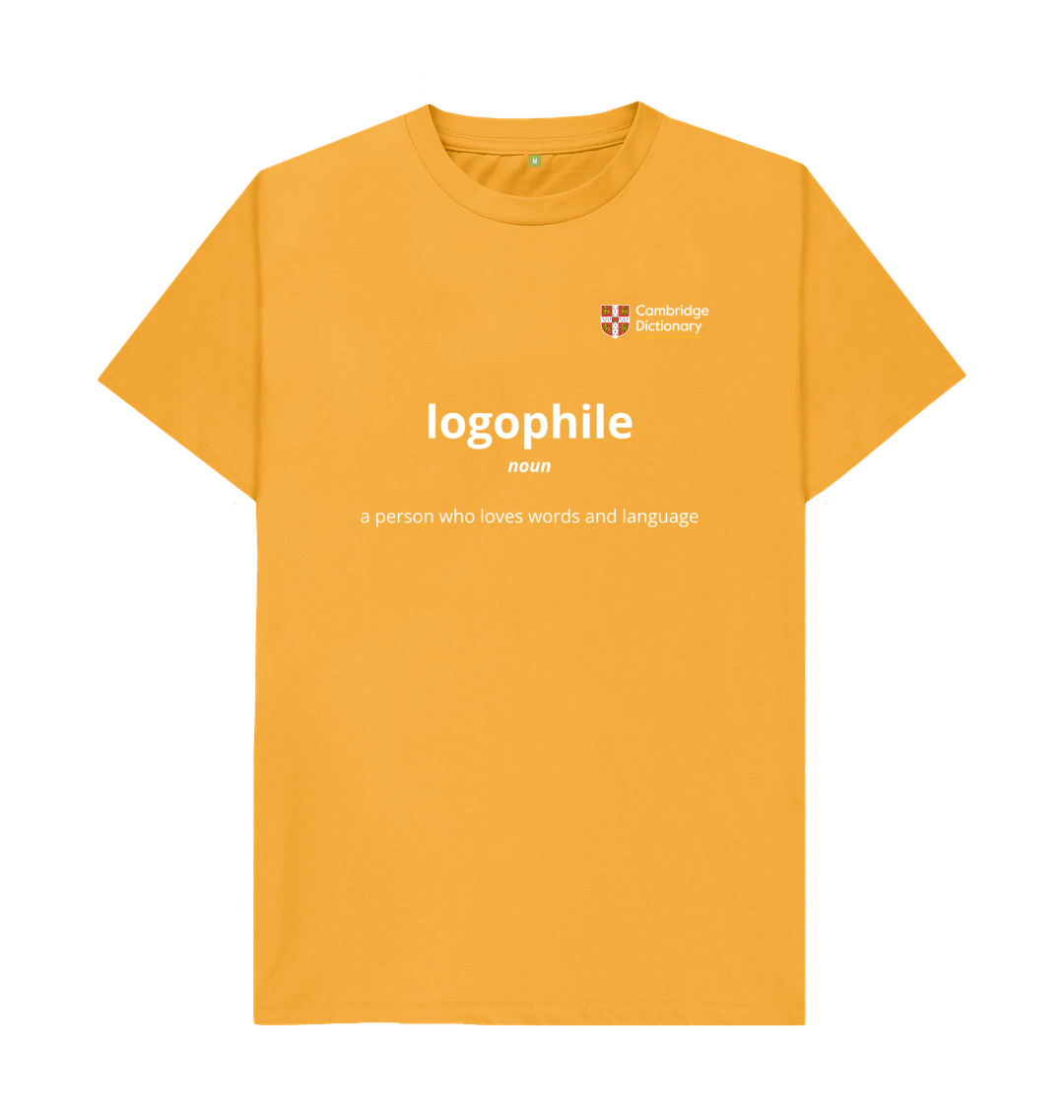 Logophile organic cotton T shirt - white writing variety