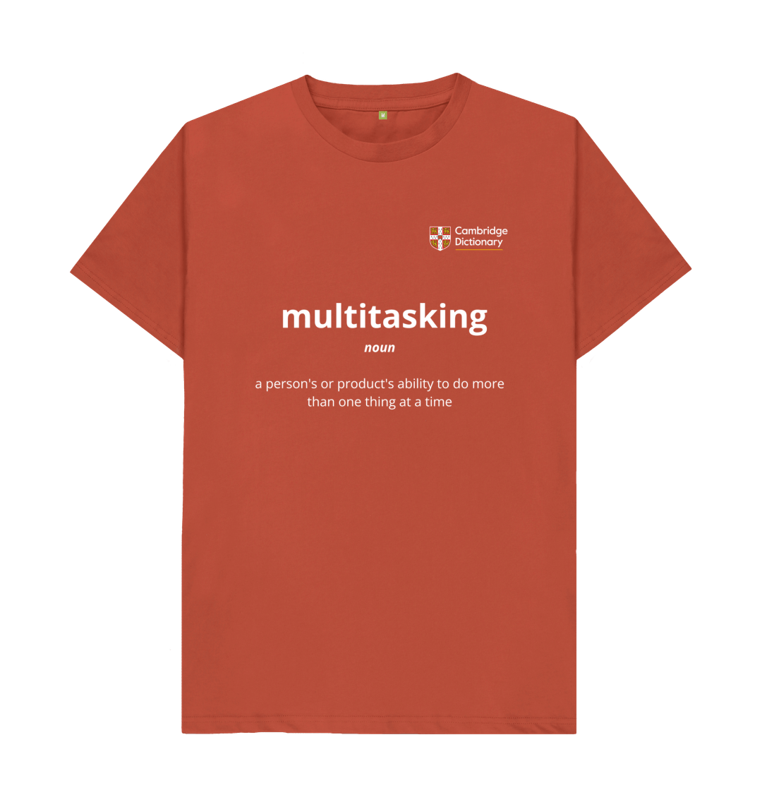 Multitasking organic cotton T shirt - white writing variety