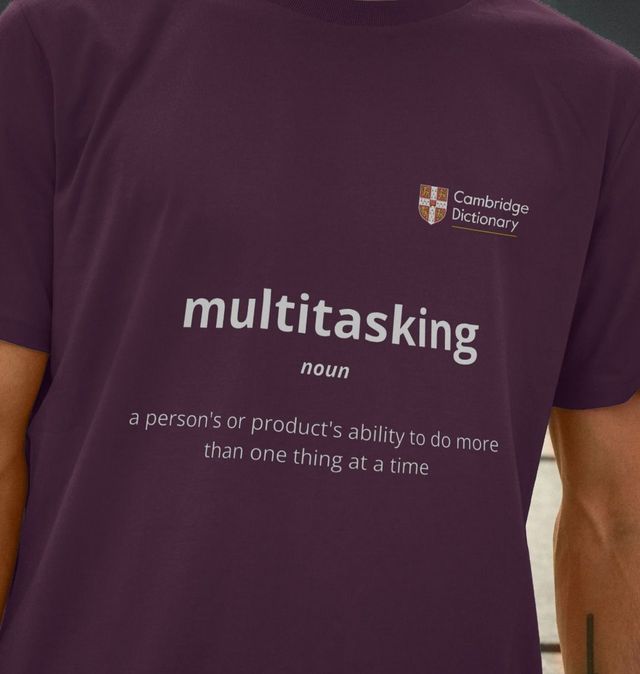 Multitasking organic cotton T shirt - white writing variety