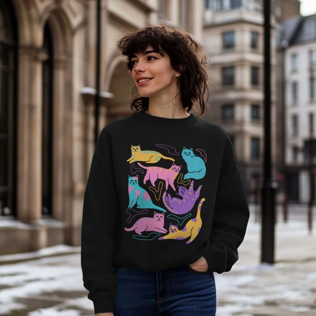 Colourful Cats Oversized Jumper | Cats Protection Shop