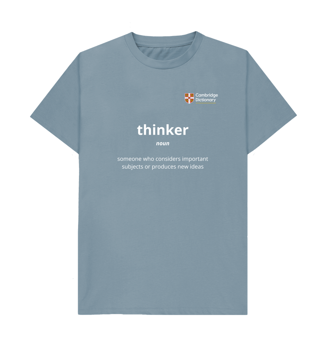 Thinker organic cotton T shirt - white writing variety