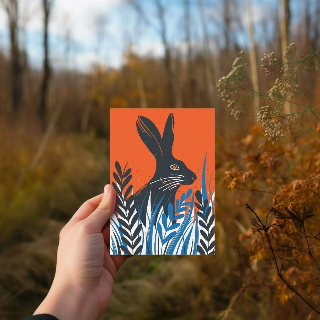 Dark Hare Greetings Card