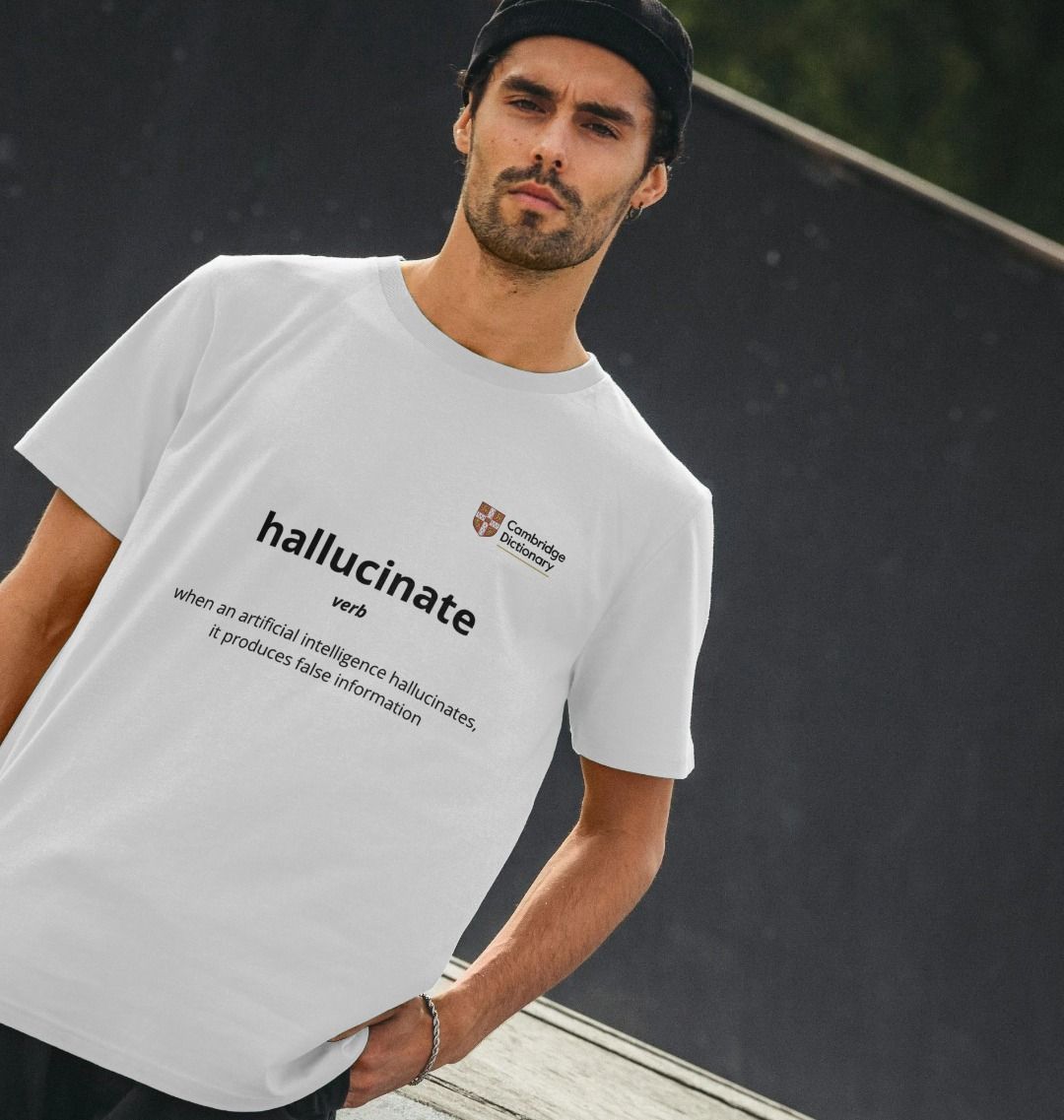 Hallucinate organic cotton T shirt - white writing variety