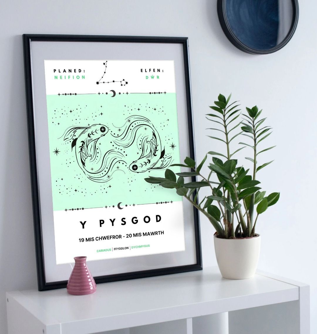 Y Pysgod (Pisces) February - March | A3 Welsh Art Print