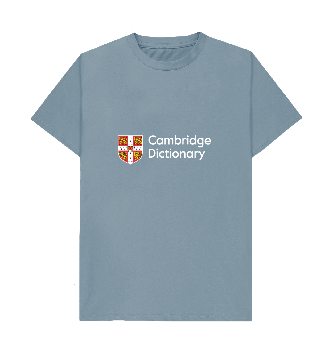 Cambridge Dictionary organic cotton T shirt - white writing variety
