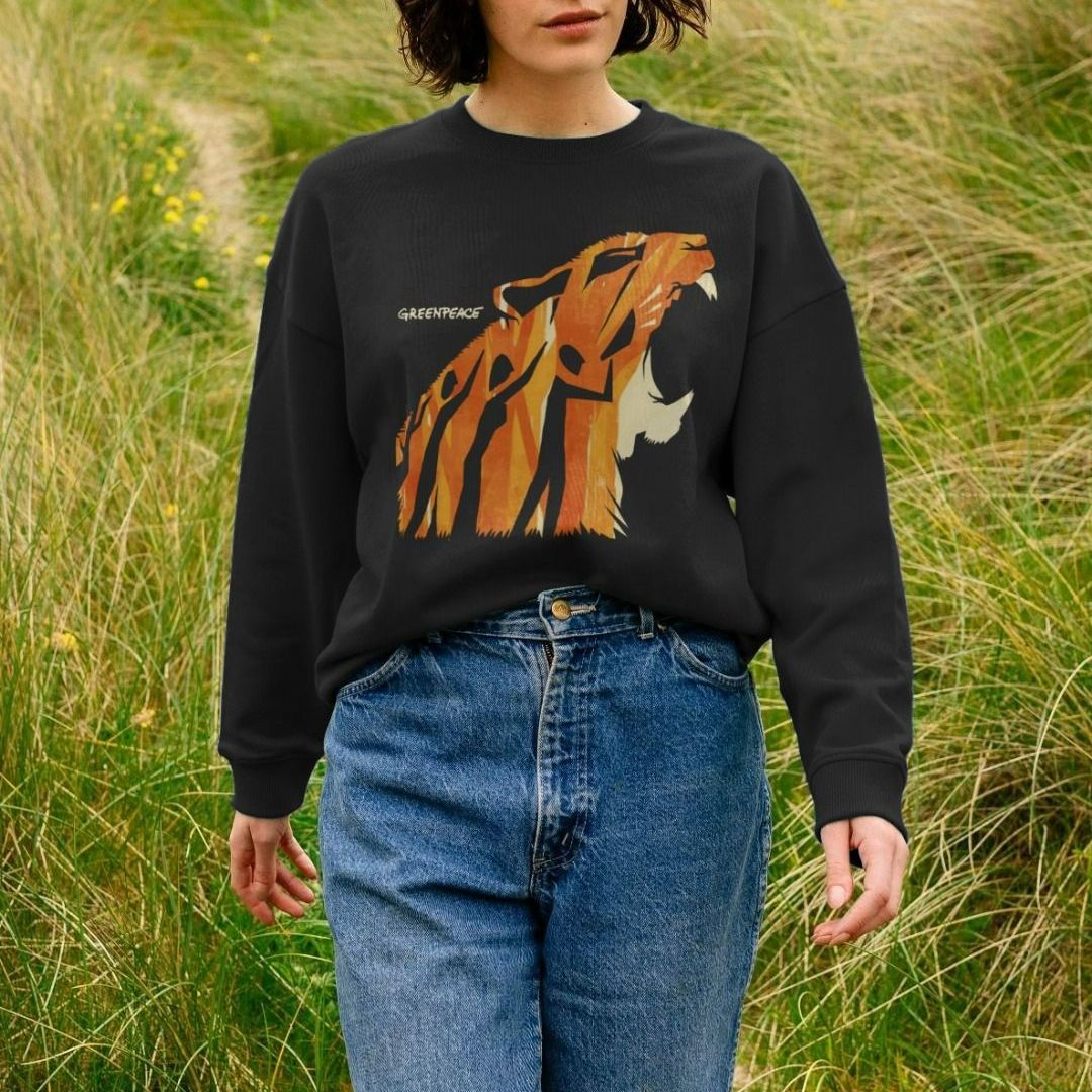 Power To The People Tiger Women's Oversized Jumper