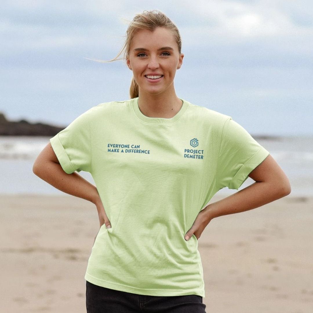 Project Demeter Ocean Blue Logo + Slogan (Womens)