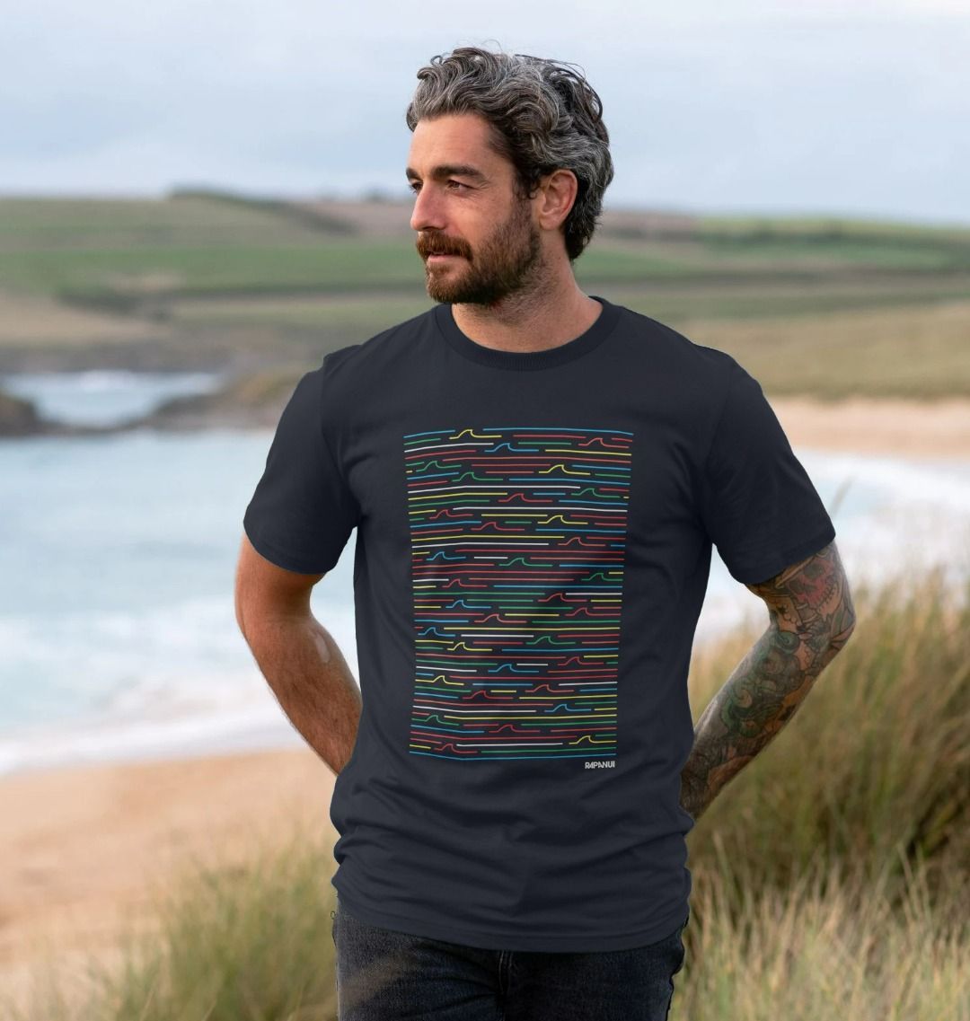 Retro Wave T-Shirt | Colorful Wave Pattern | Rapanui