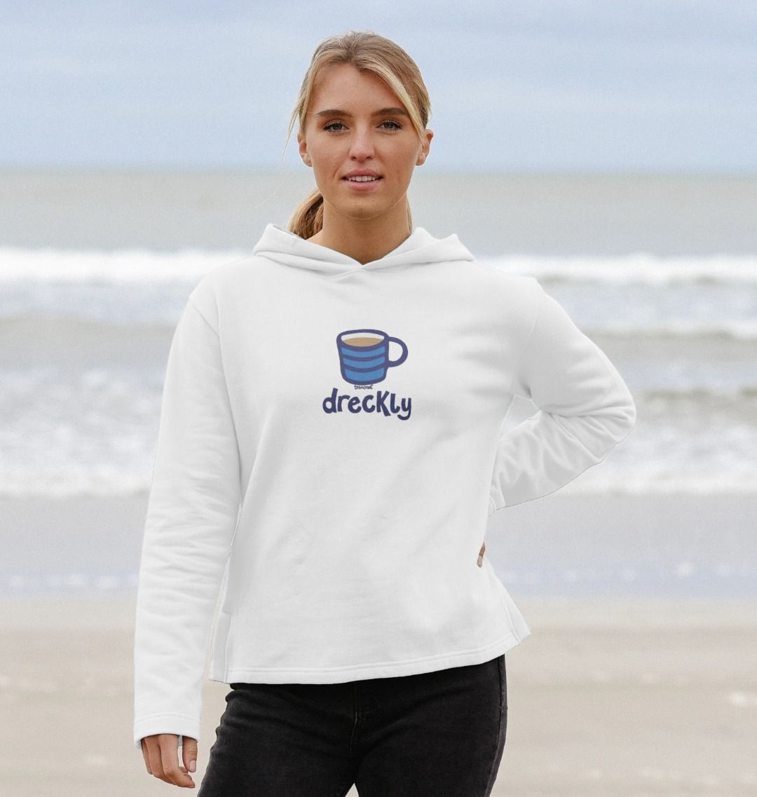 Dreckly, relaxed hoodie, blue print, large mug (women)