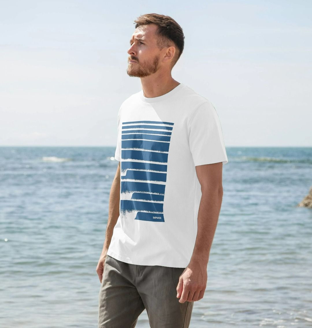 Blue Wave Pattern T-Shirt | Surf Graphic Tee | Rapanui