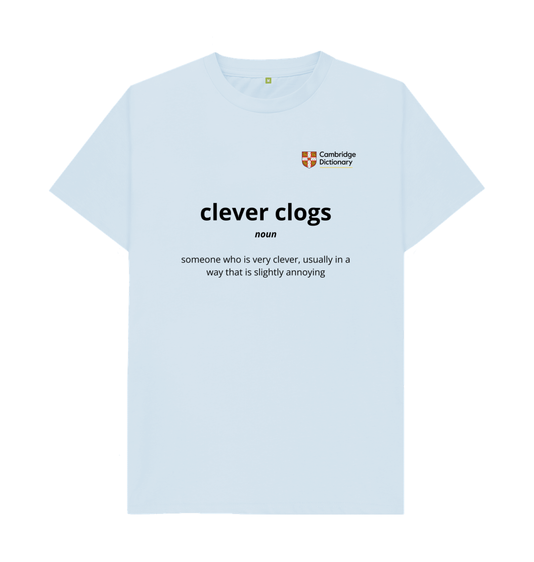 Clever clogs organic cotton T shirt - black writing variety