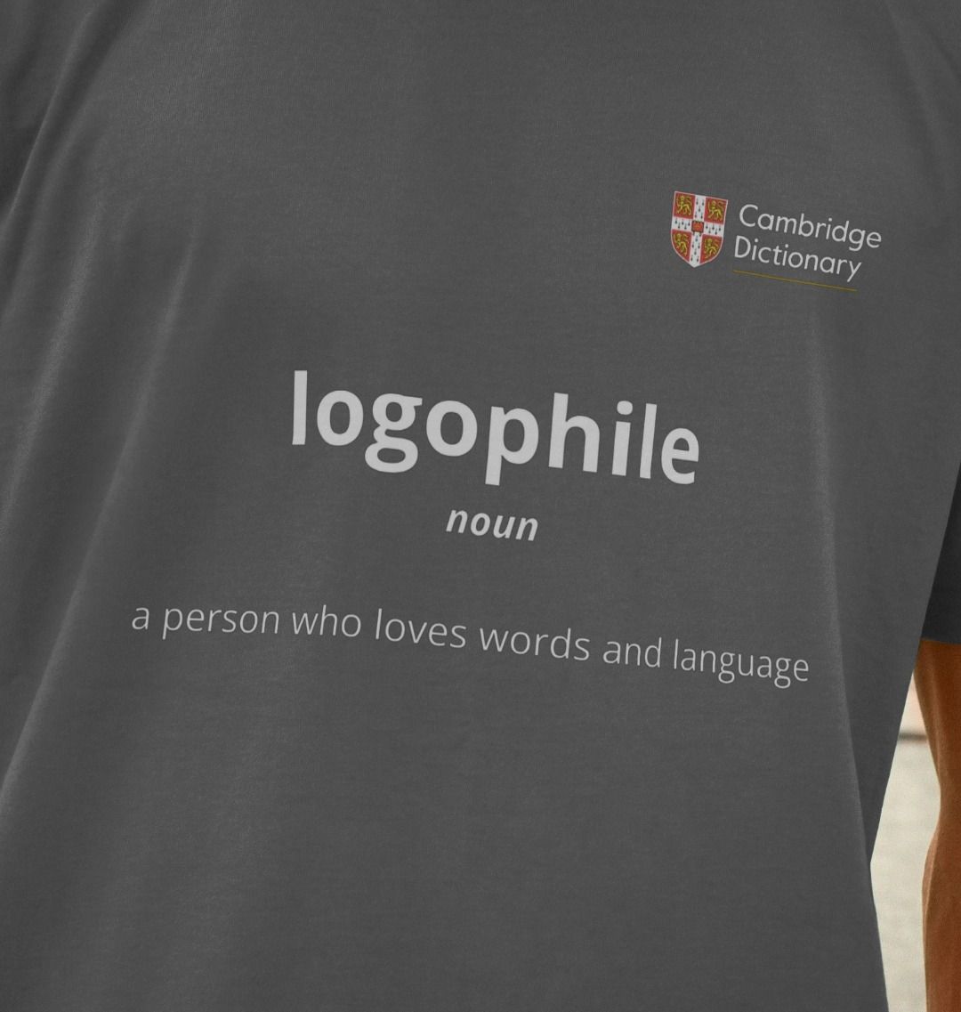 Logophile organic cotton T shirt - white writing variety