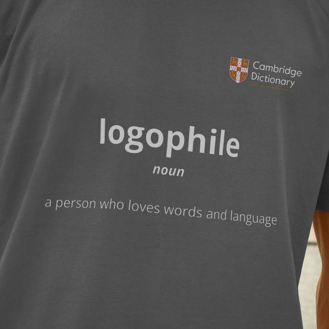 Logophile organic cotton T shirt - white writing variety