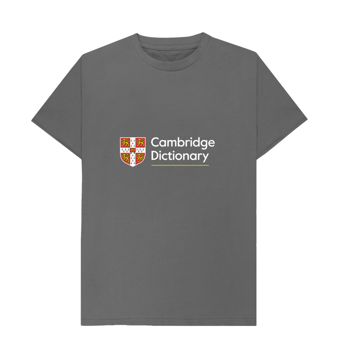 Cambridge Dictionary organic cotton T shirt - white writing variety
