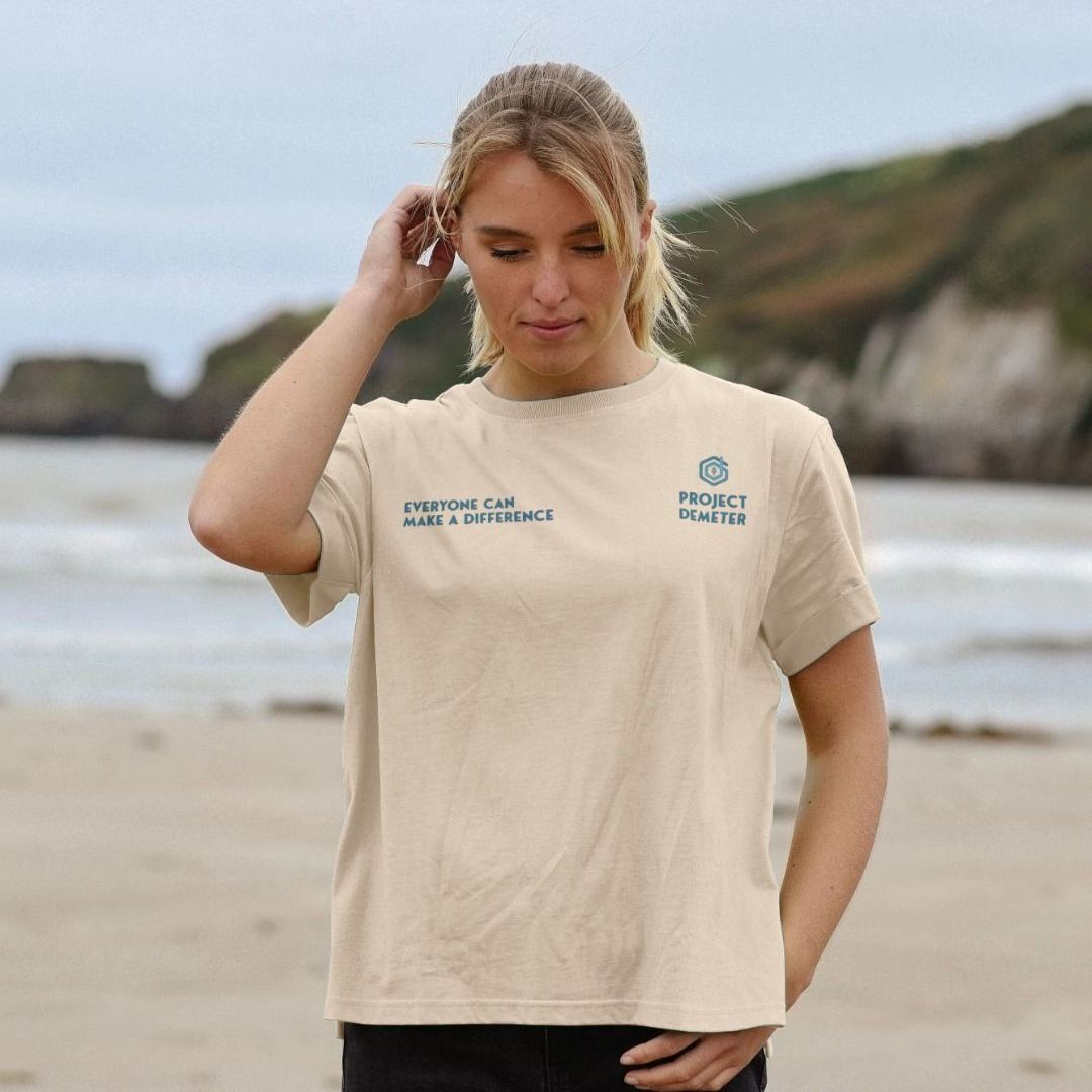 Project Demeter Ocean Blue Logo + Slogan (Womens)