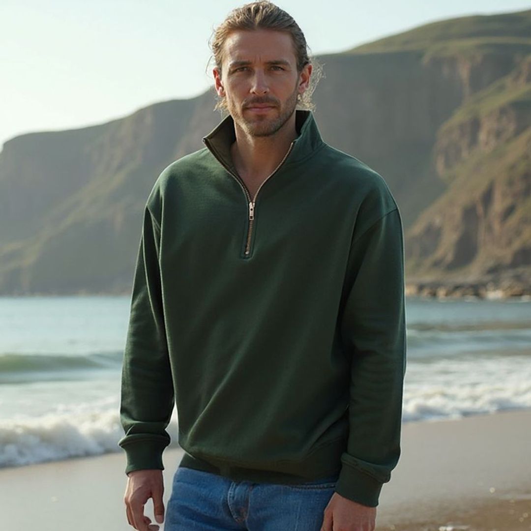Men's 1/4 Zip Sweatshirt | Quarter Zip Pullover | Rapanui