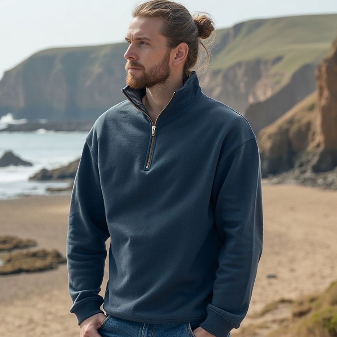Men's 1/4 Zip Sweatshirt | Quarter Zip Pullover | Rapanui