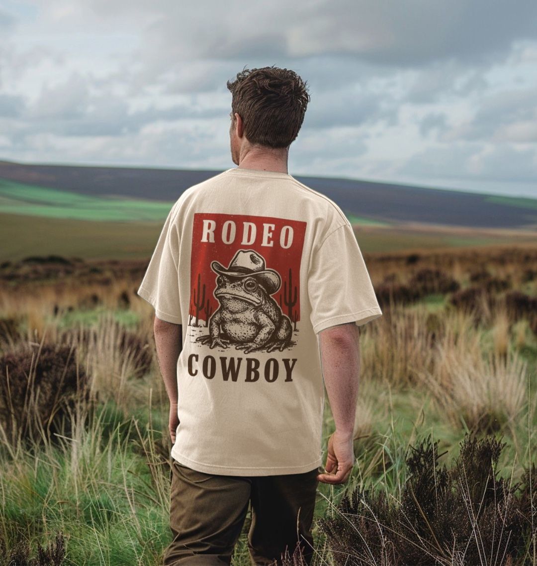 Unisex Rodeo Frog Cowboy Oversized Short Sleeve Tee