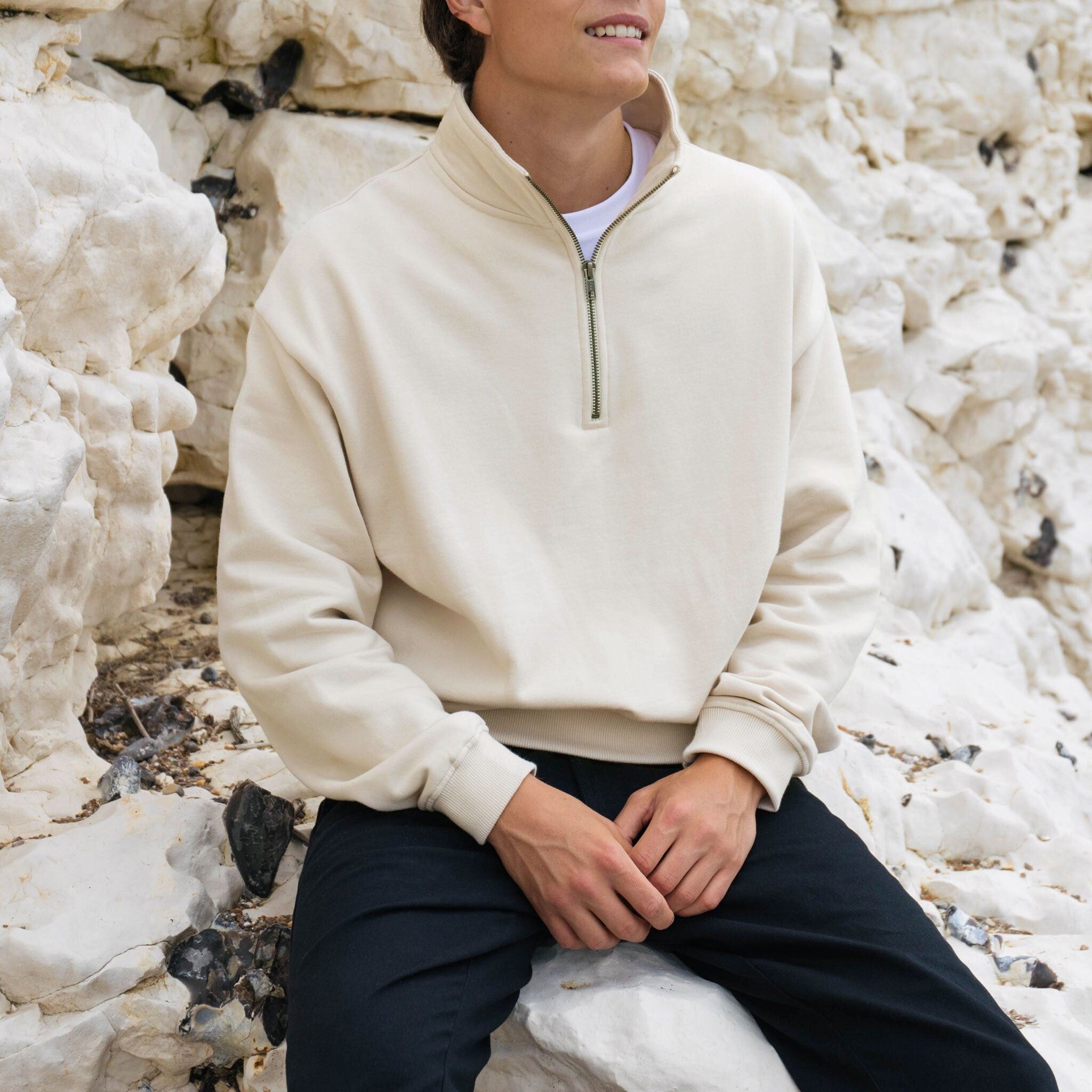Men's 1/4 Zip Sweatshirt | Quarter Zip Pullover | Rapanui