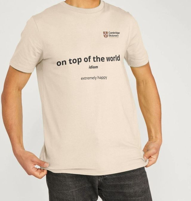 Cambridge Dictionary organic cotton T shirt - black writing variety