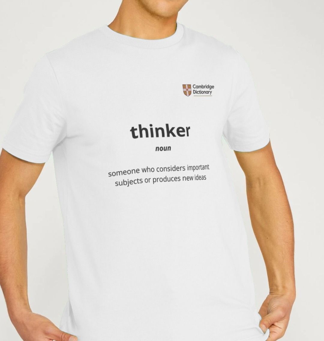 Thinker organic cotton T shirt - black writing variety
