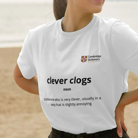Clever clogs organic cotton T shirt - black writing variety