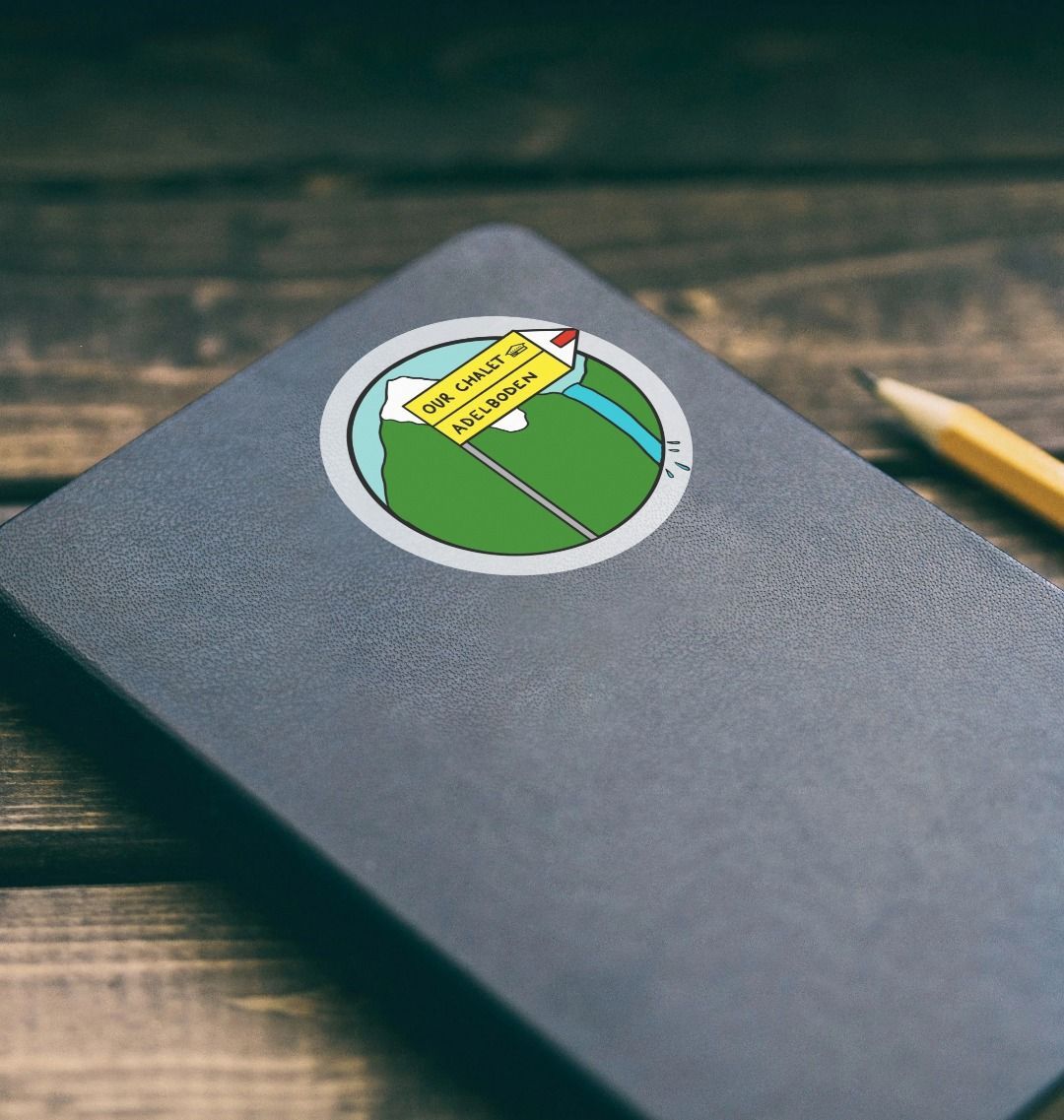 Our Chalet Hiking Sign Sticker - Full Colour