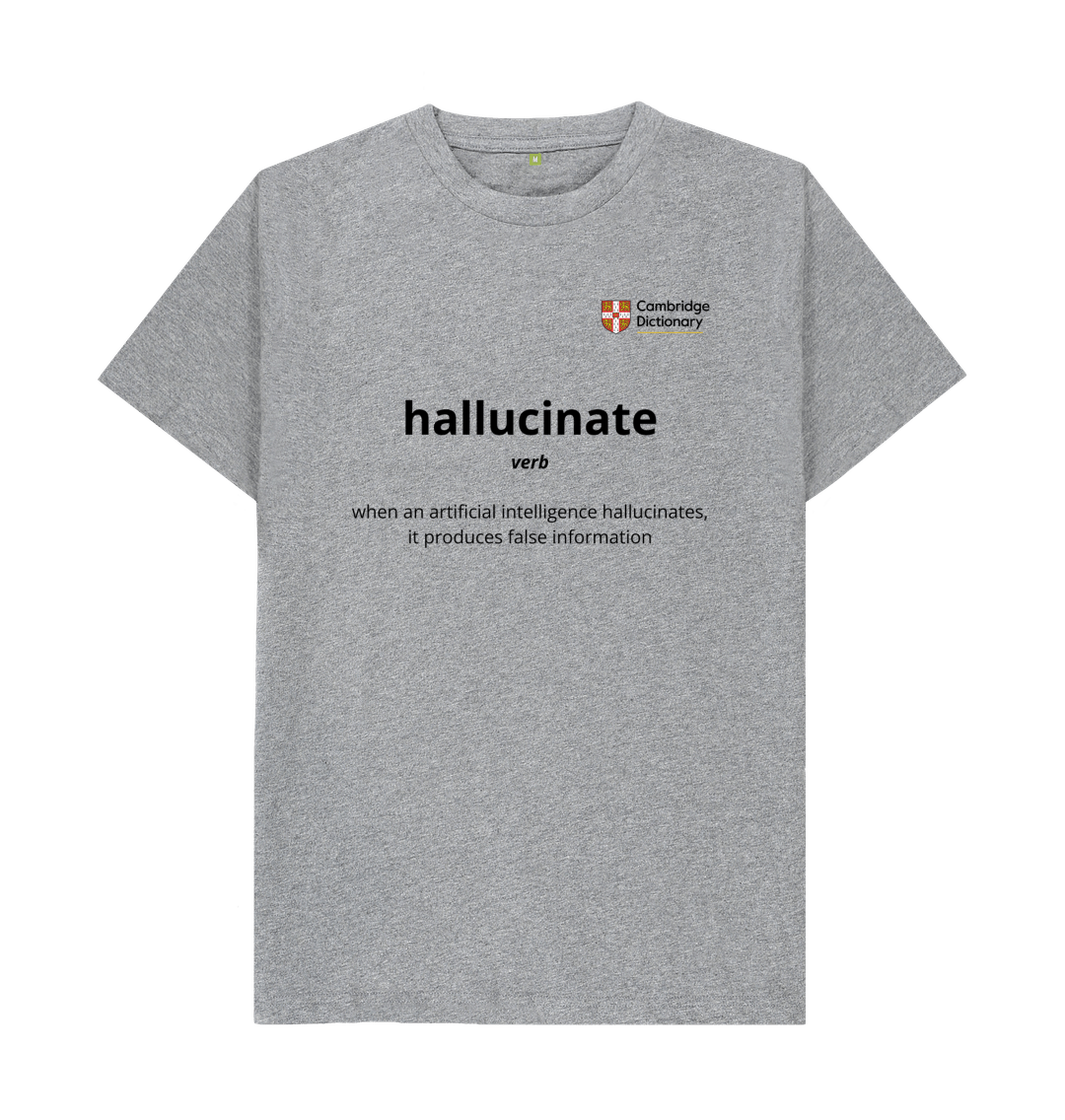 Hallucinate organic cotton T shirt - white writing variety