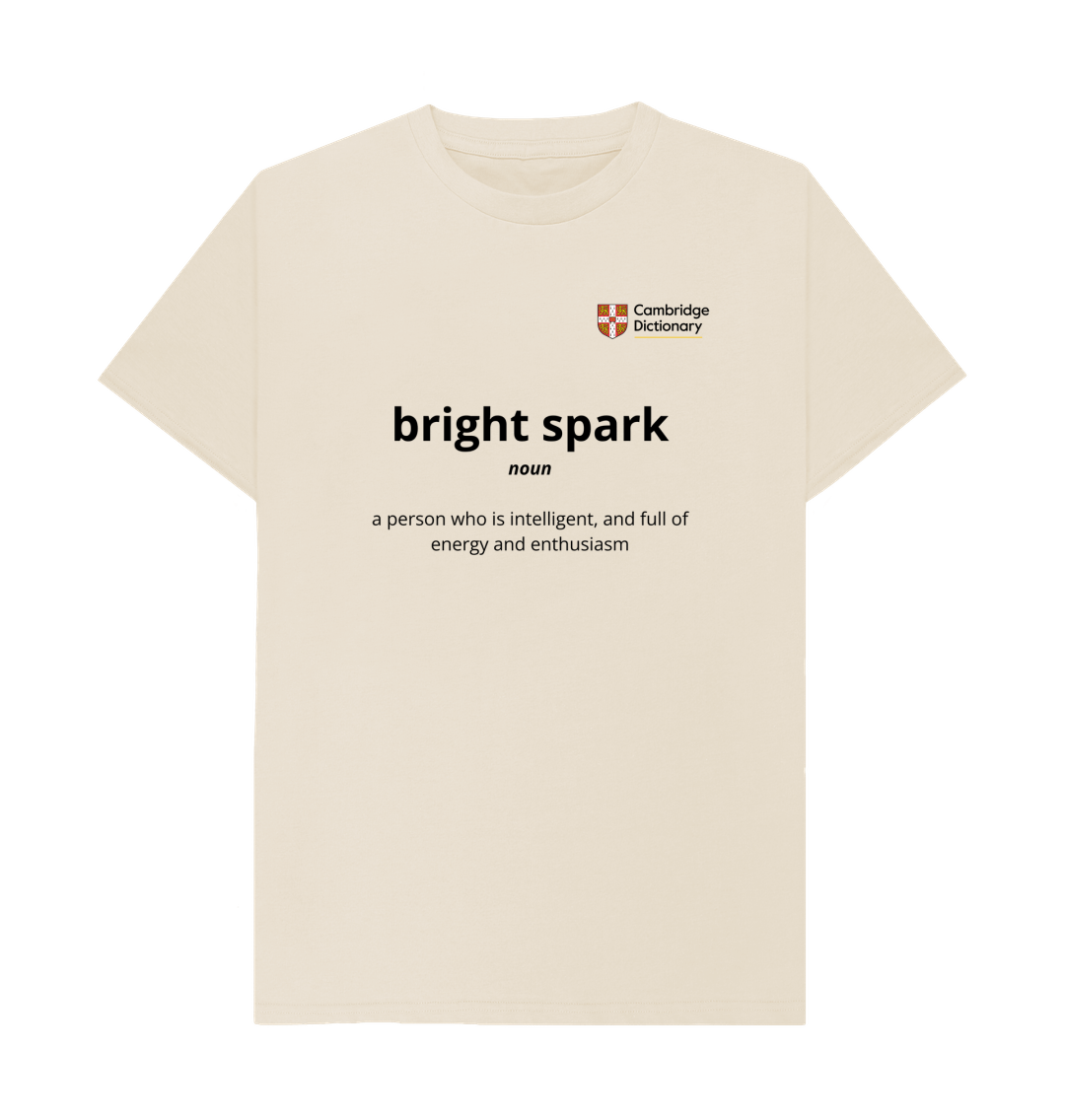 Bright spark organic cotton T shirt - black writing variety