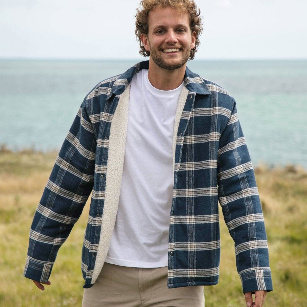 Men's Sherpa Lined Flannel Jacket | Organic Cotton | Rapanui